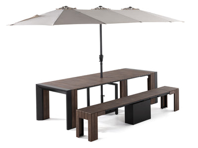 Extendable Outdoor Dining Set with Bench