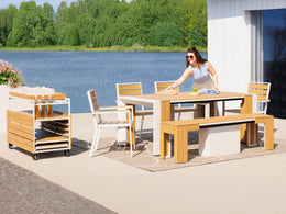 Extendable Outdoor Dining Set, Bench and Chairs | Transformer Table