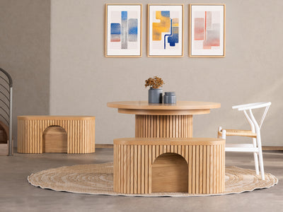 Extendable Round Table with Benches | Transformer Table