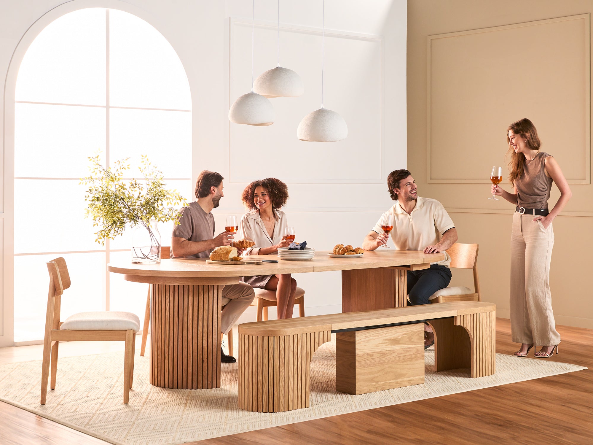 Round Table With Chairs And Bench Transformer Table
