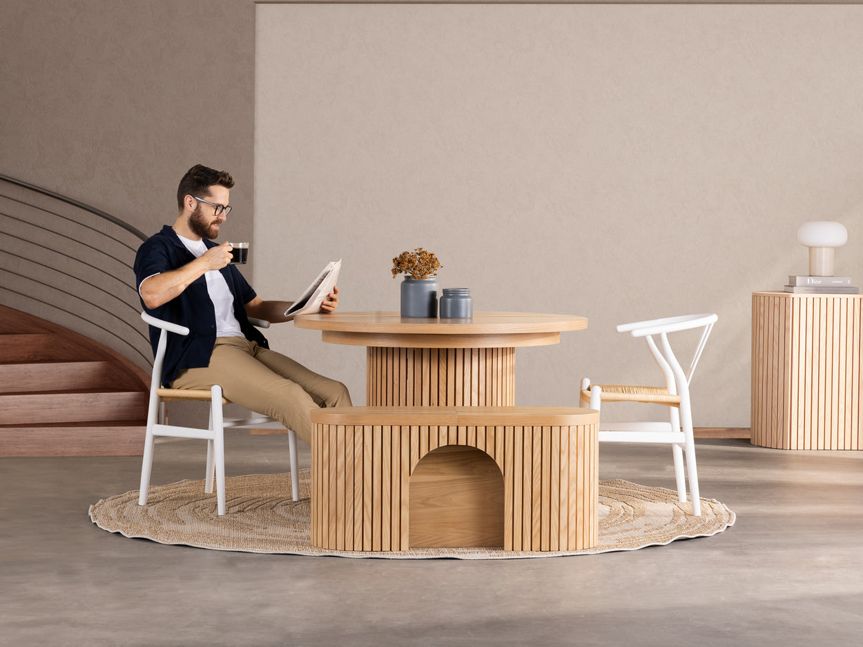 Extendable Round Table with Bench | Transformer Table