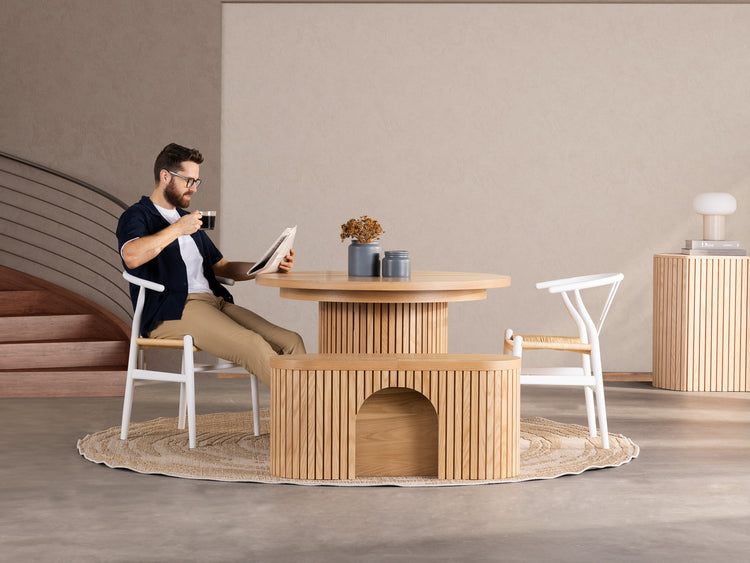 Extendable Round Table with Bench | Transformer Table