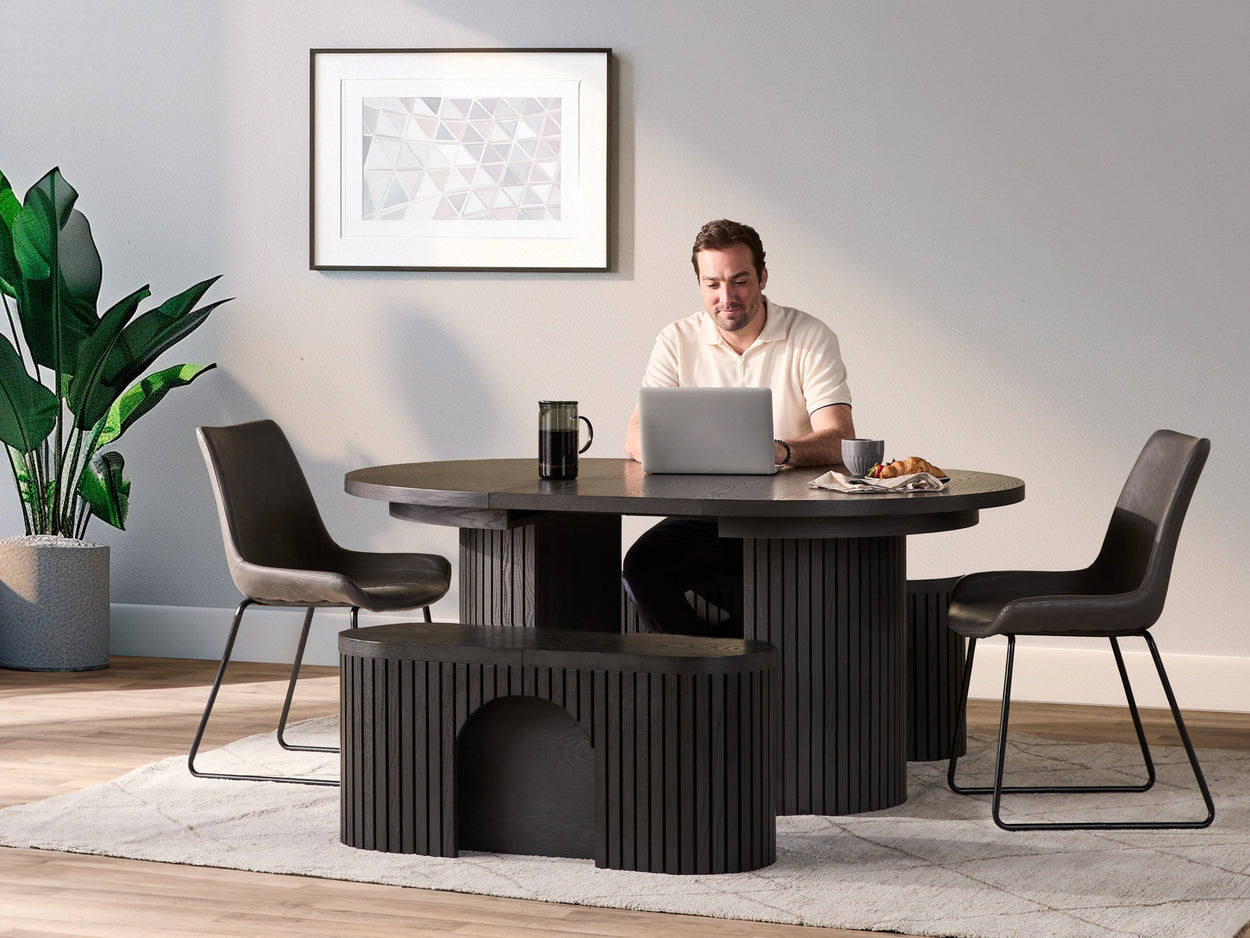 Extendable Round Table with Benches | Transformer Table