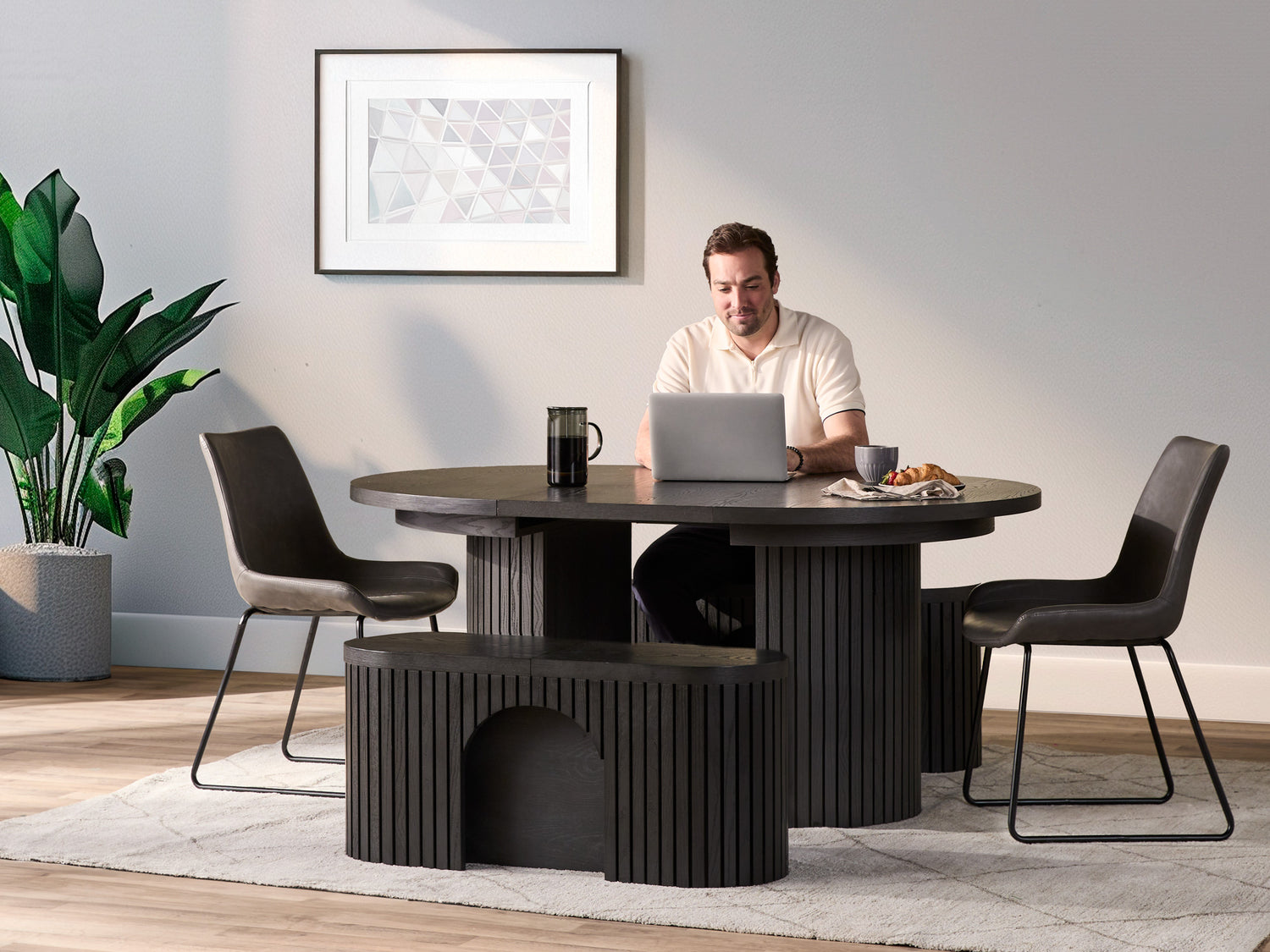 Extendable Round Table with Benches | Transformer Table