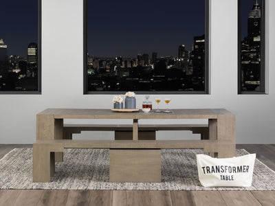 Extendable Dining Room Table Set with 2 Benches | Transformer Table