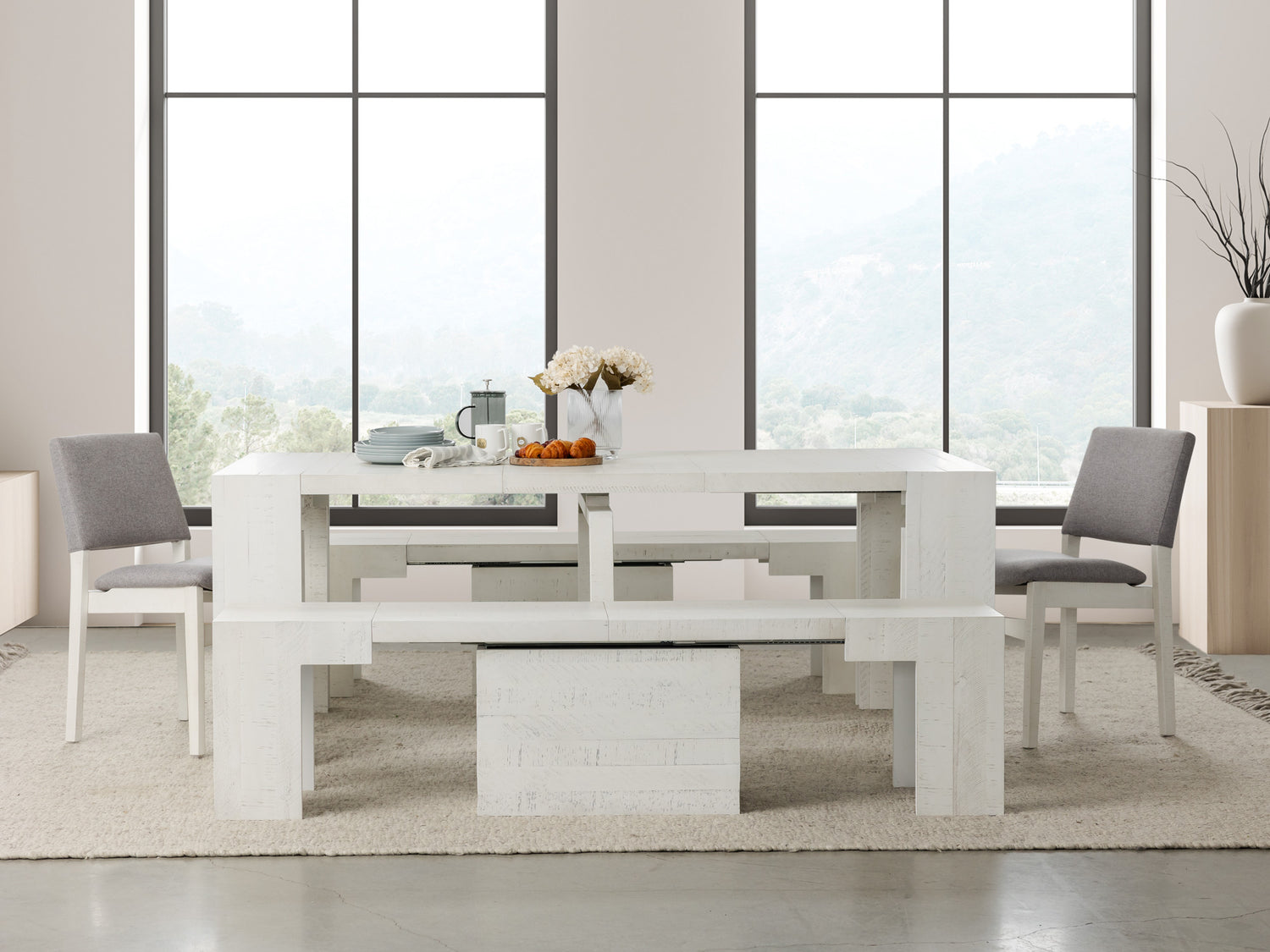 Extendable Dining Table Set with 2 Benches | Transformer Table