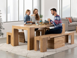 Extendable Dining Table Set with 2 Benches | Transformer Table