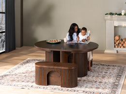 Extendable Round Table with Benches | Transformer Table
