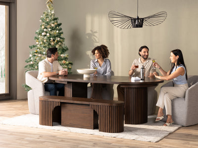 Extendable Round Table with Bench | Transformer Table