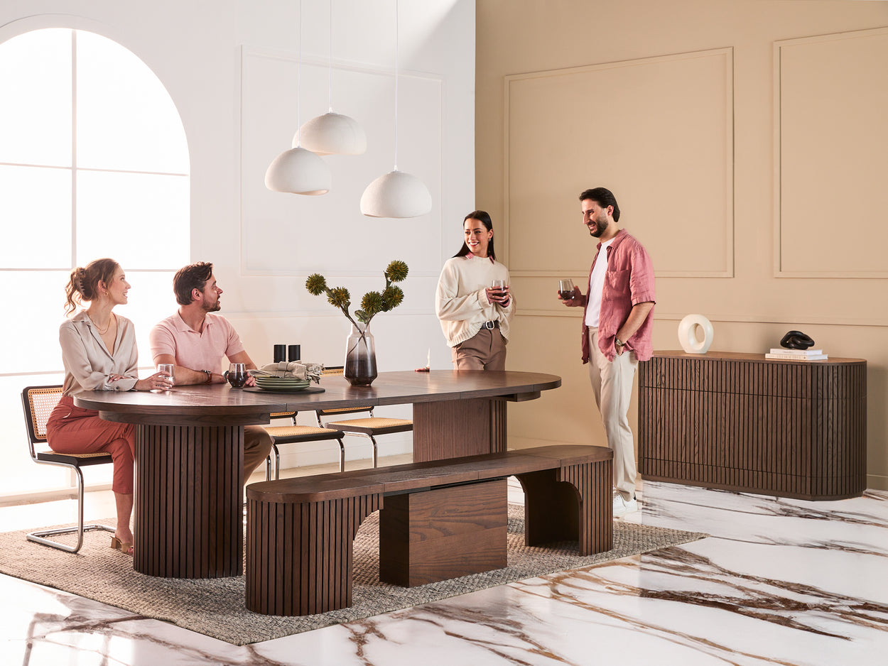 Extendable Round Table with Bench | Transformer Table