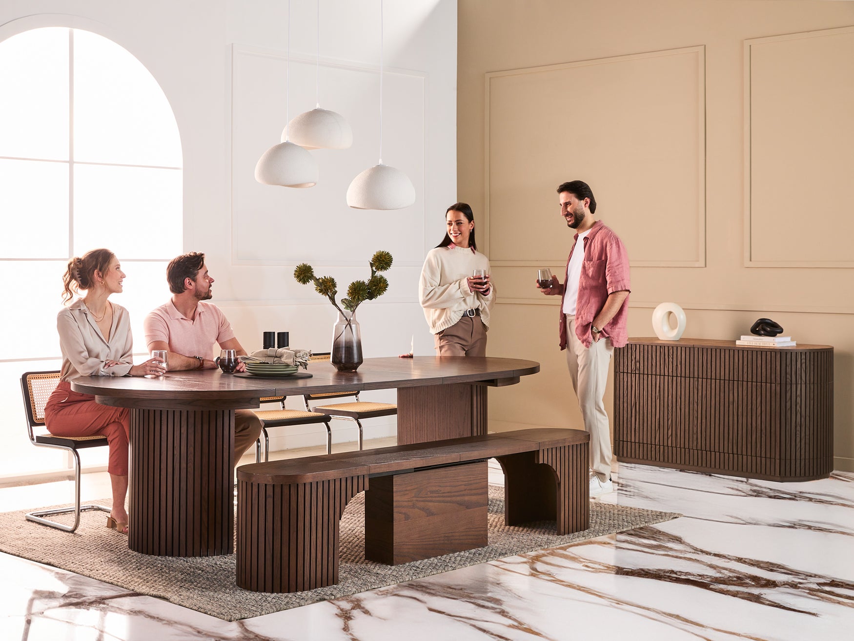 Extendable Round Table with Bench | Transformer Table