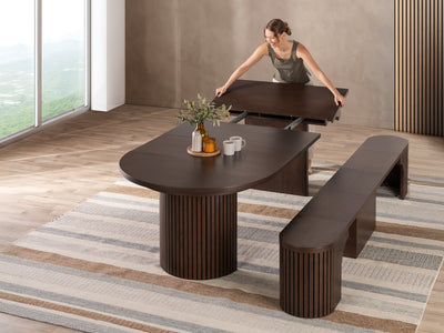 Extendable Round Dining Table with Bench | Transformer Table