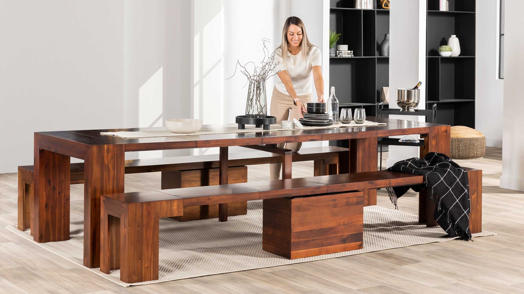 Solid Wood Extendable Dining Table | Transformer Table