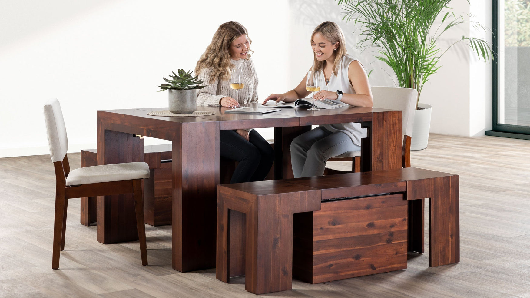 Solid Wood Extendable Dining Table | Transformer Table