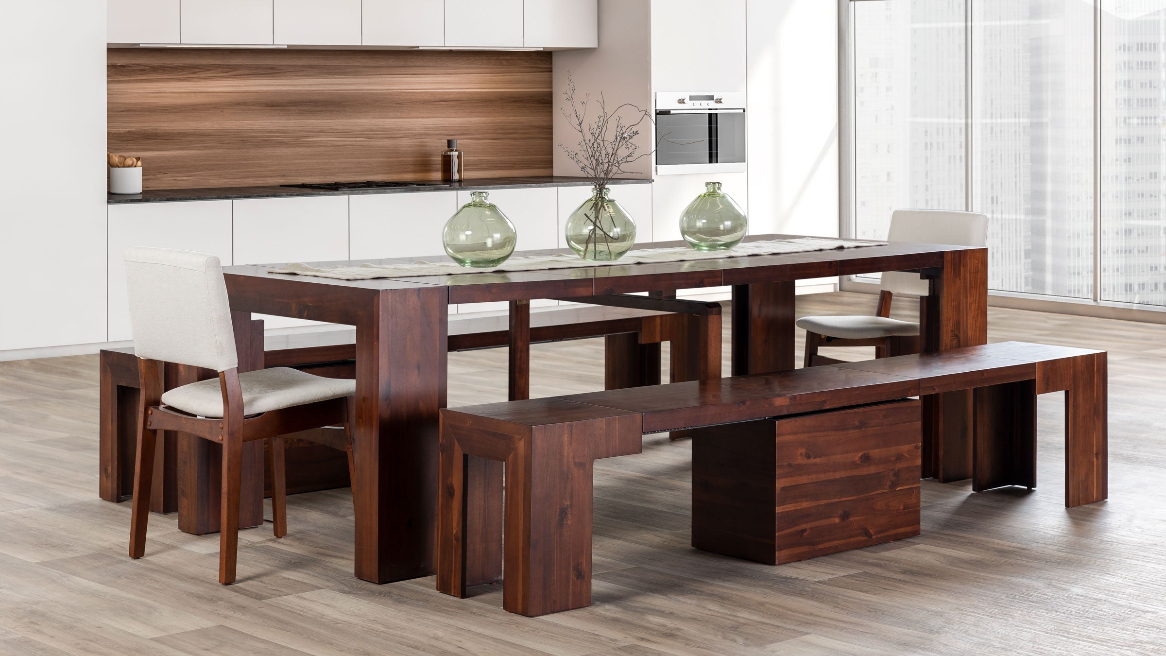 Solid Wood Extendable Dining Table | Transformer Table