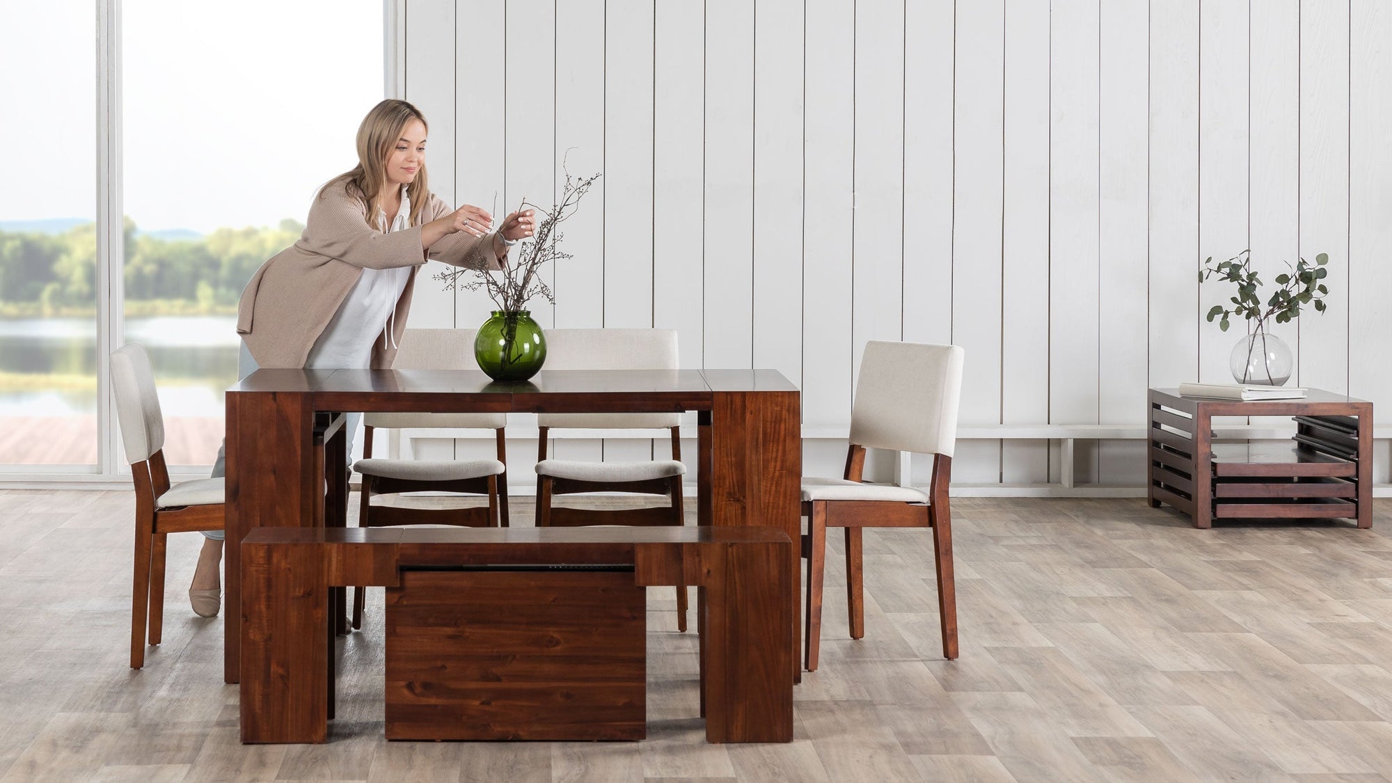 Solid Wood Extendable Dining Table | Transformer Table