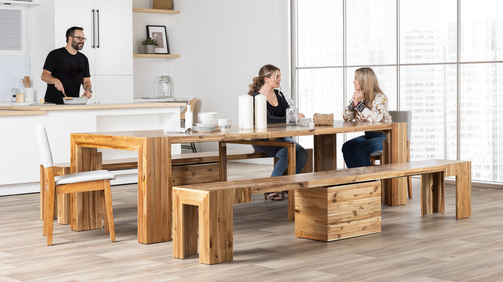 Solid Wood Extendable Dining Table | Transformer Table