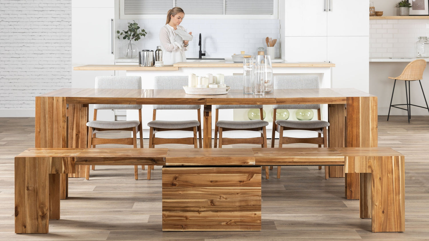 Solid Wood Extendable Dining Table | Transformer Table