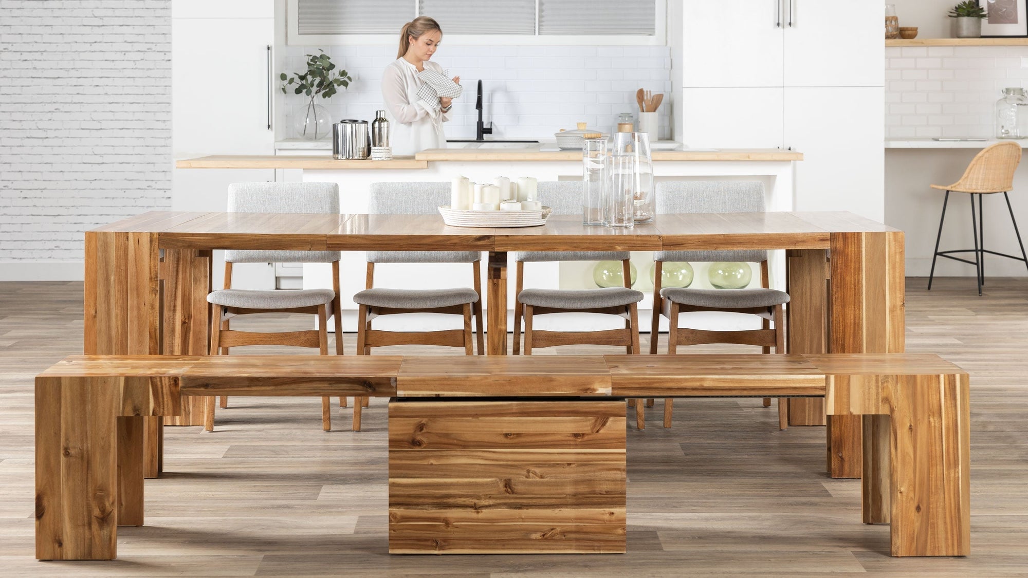 Solid Wood Extendable Dining Table | Transformer Table